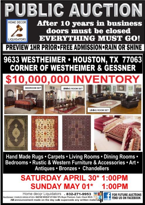 10,000,000 INVENTORY AUCTION EVERYTHING MUST GO!! starts on 4/30/2016