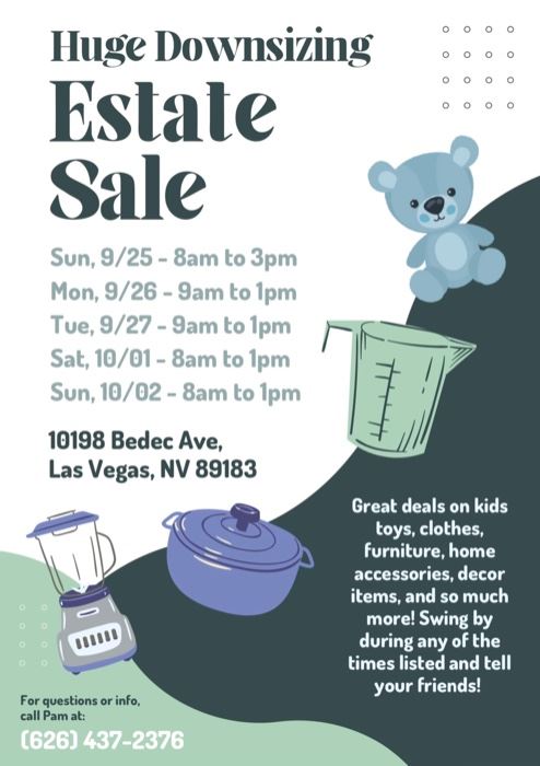 Huge Downsizing Sale in Las Vegas, NV starts on 9/25/2022
