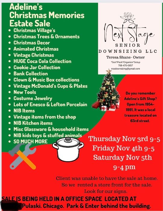 Adeline’s Christmas Memories Estate Sale... starts on 11/3/2022