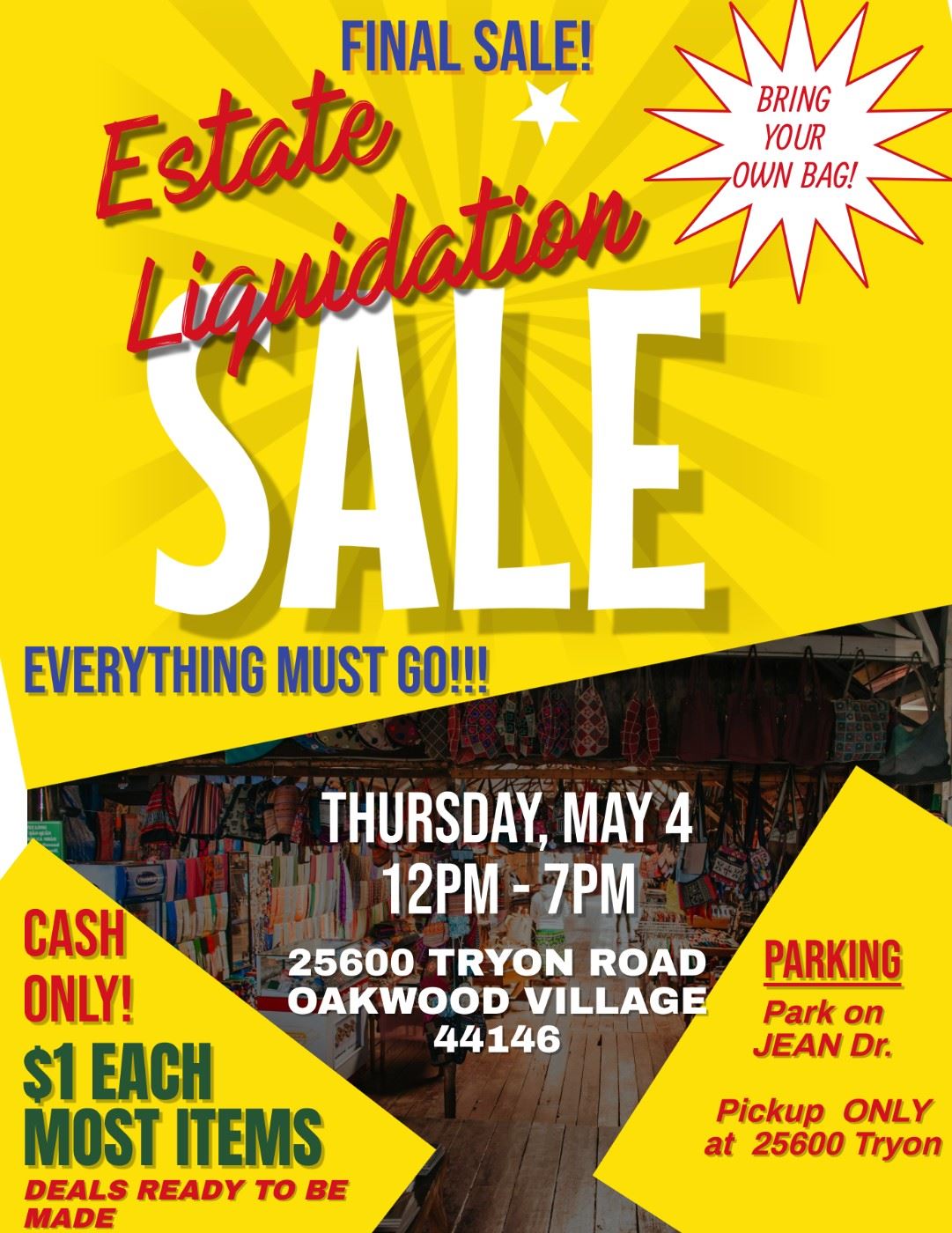 Estate Liquidation Sale in Bedford, OH starts on 5/4/2023