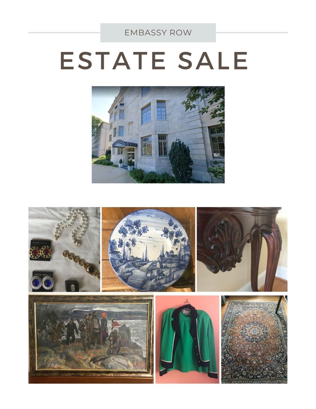 Embassy Row Estate Sale in Washington, DC starts on 5/21/2023