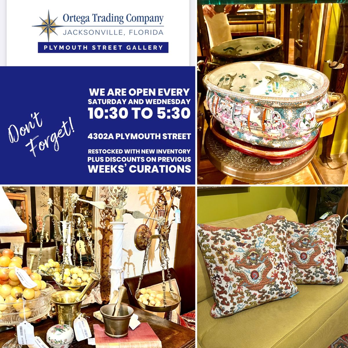 Ortega Trading Company: Plymouth Street Gallery starts on 8/16/2023