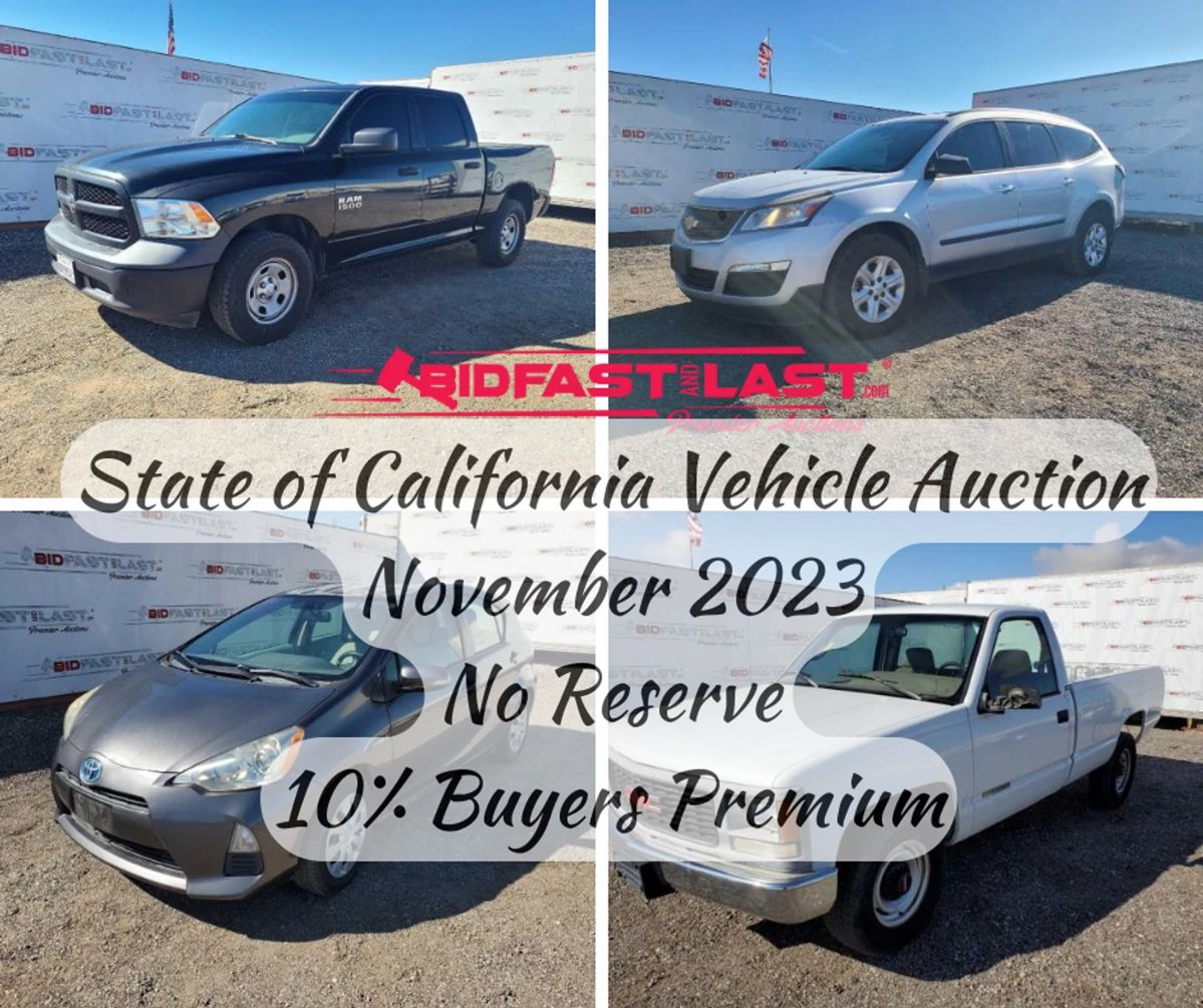 State of California Vehicle Auction November 2023 starts on 10/20/2023