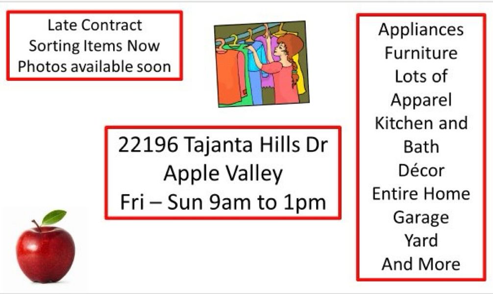 Apple Valley Sale by Bethel Estate Sales starts on 5/31/2024