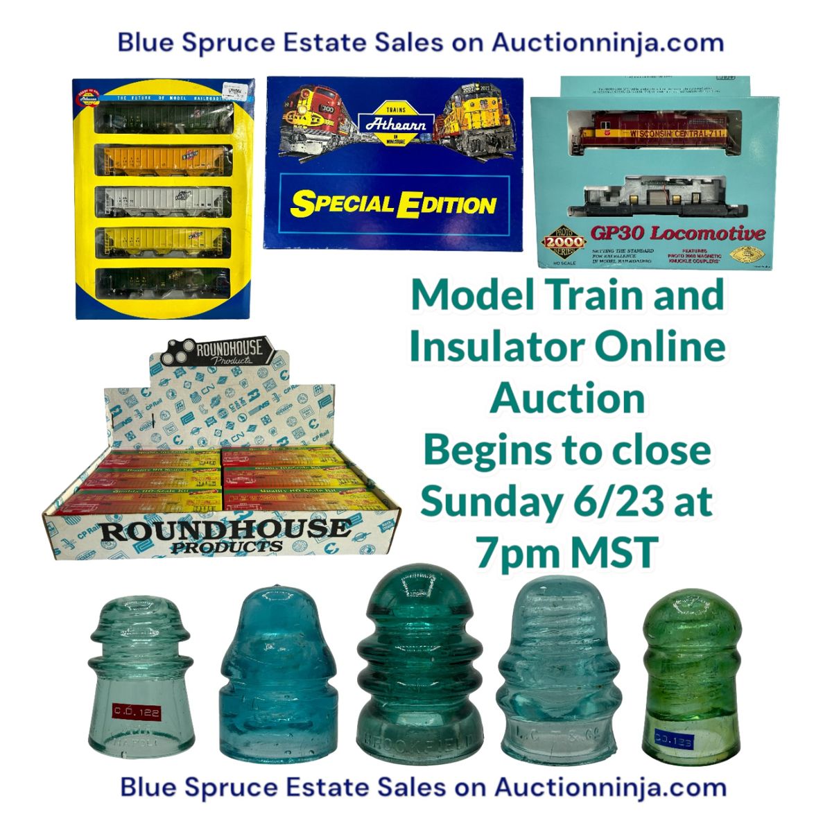 HO Scale Model Train and Glass Insulator... starts on 6/18/2024