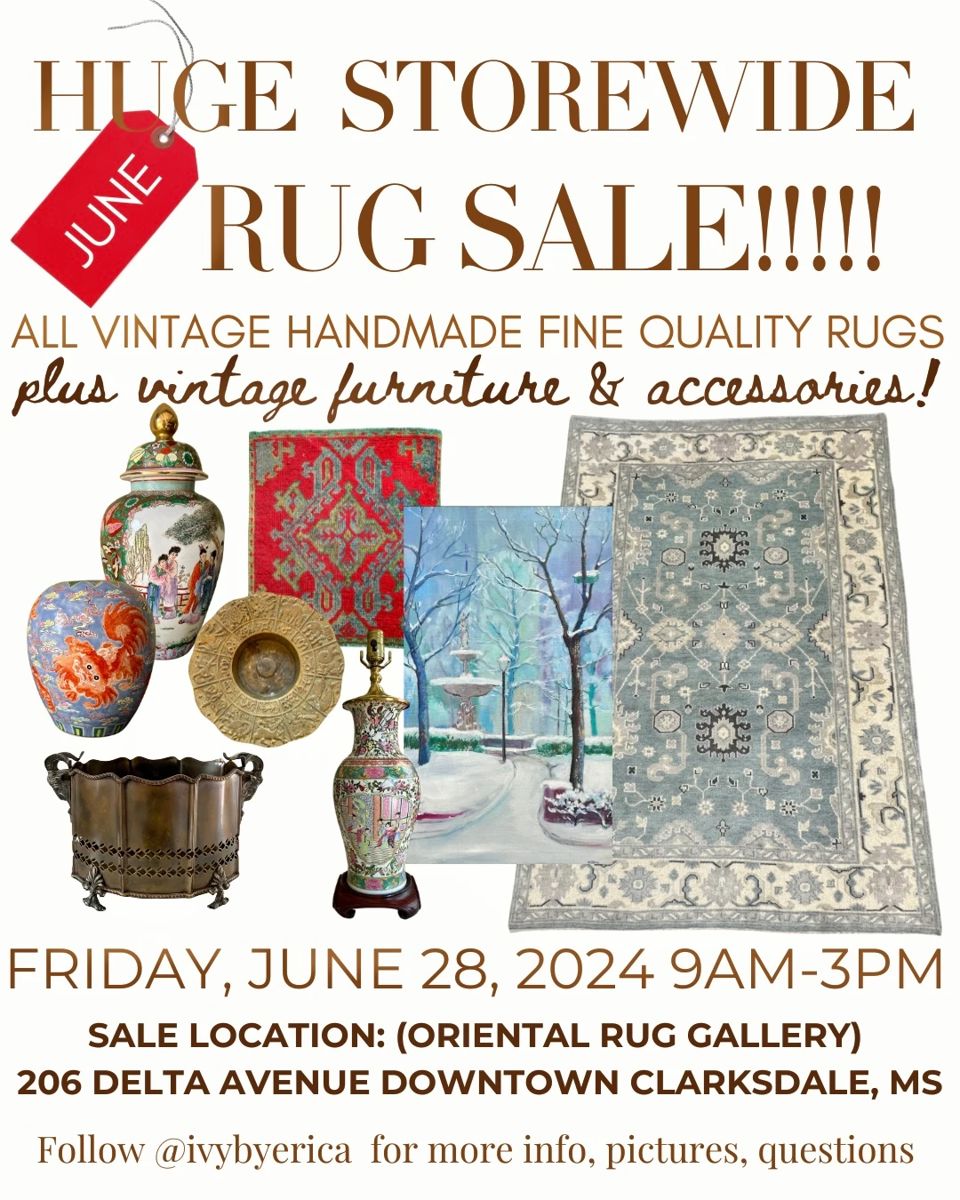 HUGE VINTAGE RUG SALE!!! in Clarksdale, MS starts on 6/28/2024