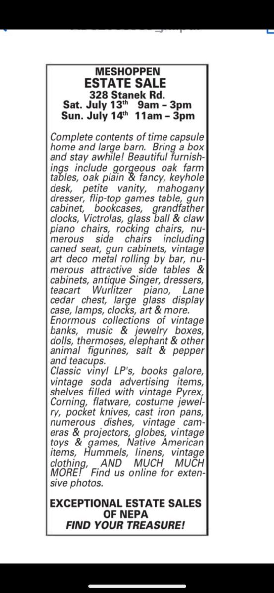 Time Capsule Barn Sale in Meshoppen, PA starts on 7/13/2024