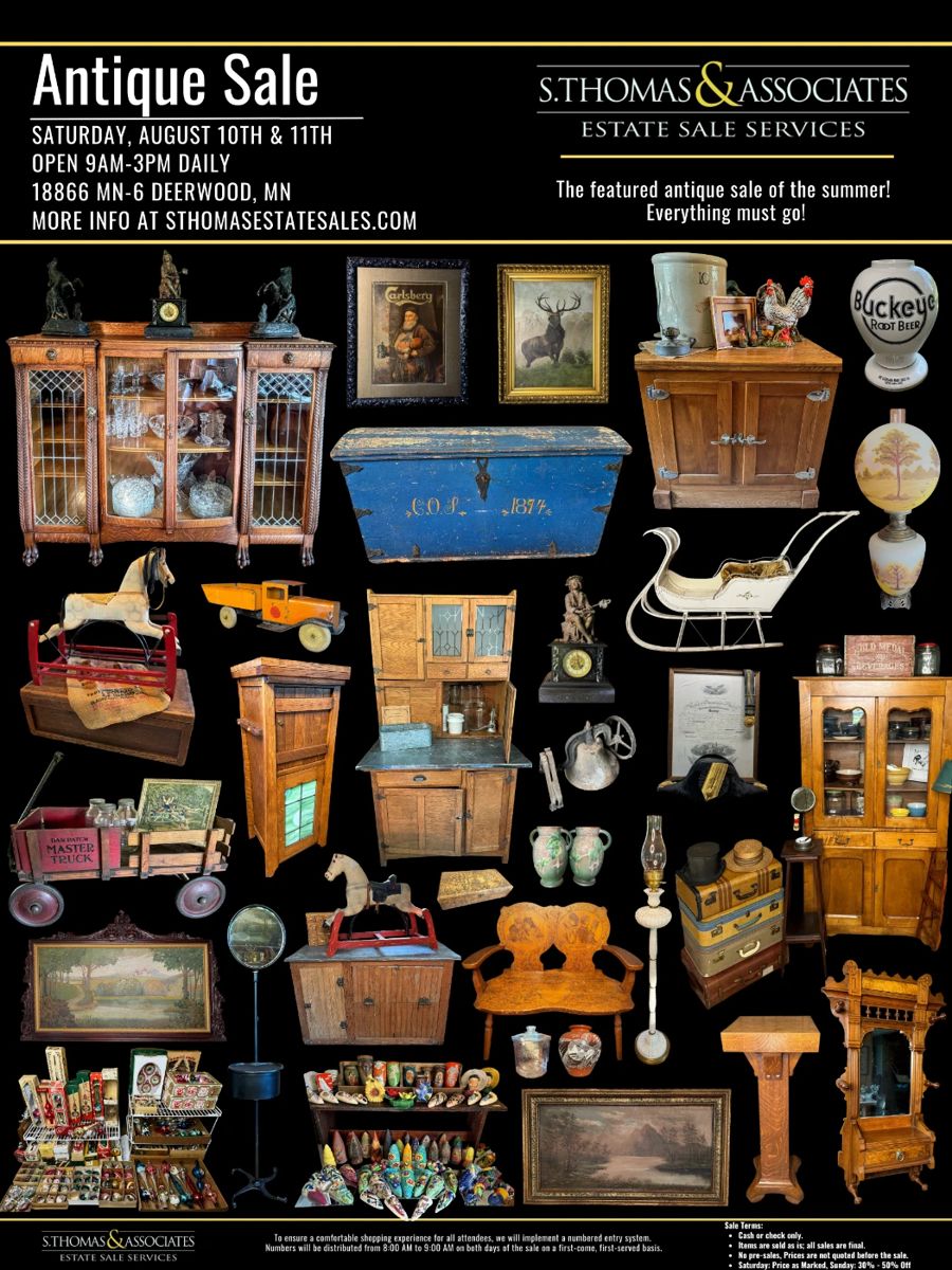 Antique Estate Sale - Deerwood, MN starts on 8/10/2024