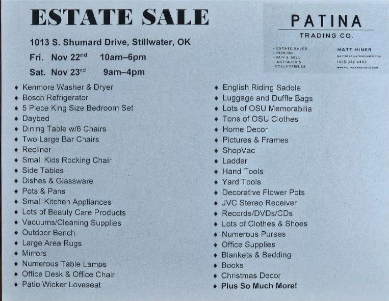 ESTATE SALE IN STILLWATER in Stillwater, OK starts on 11/22/2024 ESTATE SALE IN STILLWATER in Stillwater, OK starts on 11/22/2024