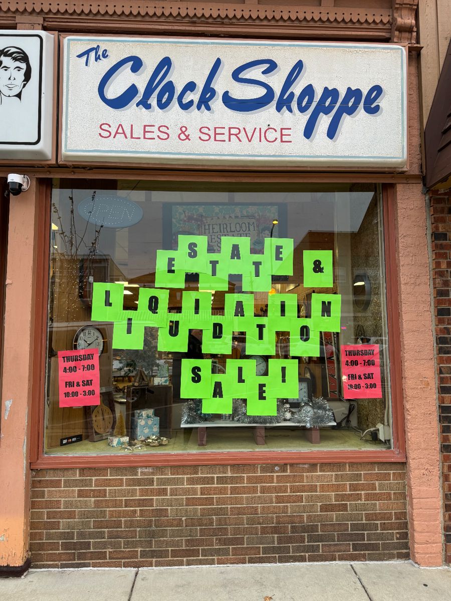 HALF OFF MOST ITEMS!!THE CLOCK SHOPPE ESTATE... starts on 12/12/2024