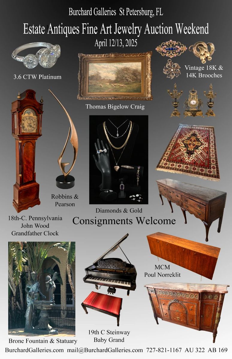 Estate Antiques, Fine Art, MCM, Jewelry Auction starts on 4/13/2025