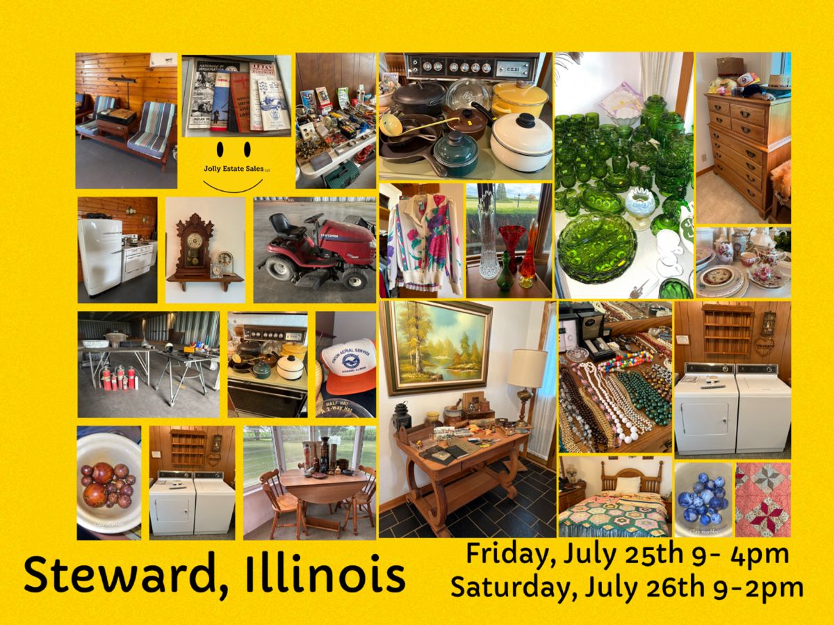 Steward Estate sale with Jolly Estate sales starts on 7/25/2025