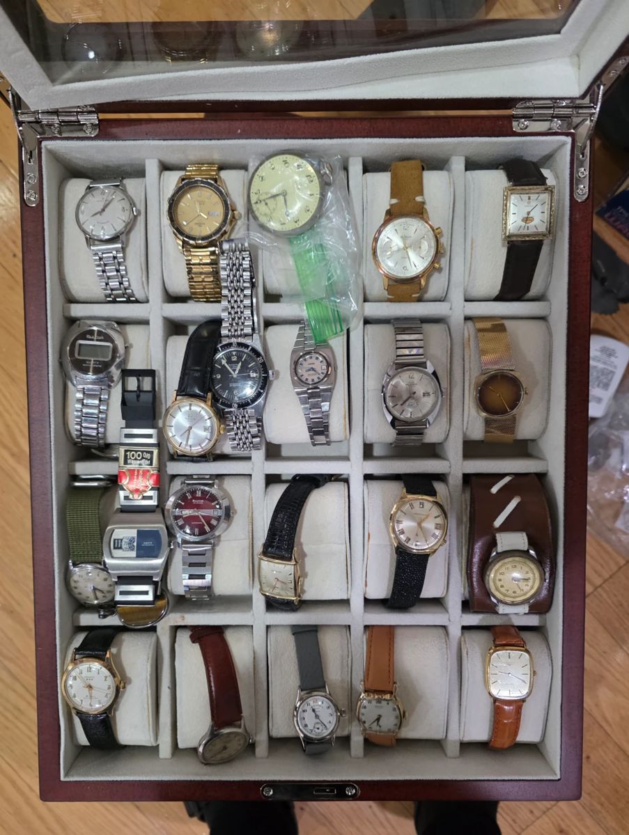 HUGE VINTAGE WATCH COLLECTION.CLOCKS.CAMERA LENSES starts on 7/4/2025