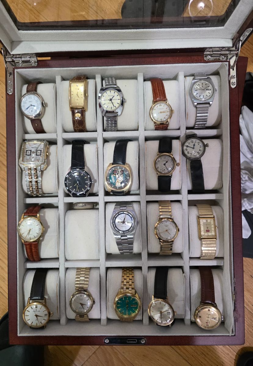 HUGE VINTAGE WATCH COLLECTION.CLOCKS.CAMERA LENSES starts on 7/4/2025