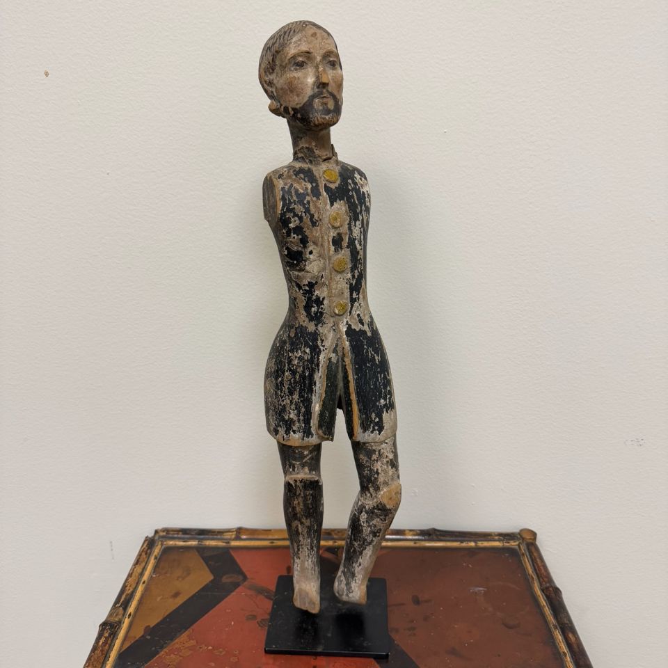 #23 Carved Santos Sculpture, San Isidro Labrador Mexico 19th Century, 24 T x 5 1/2W bidding ends ...