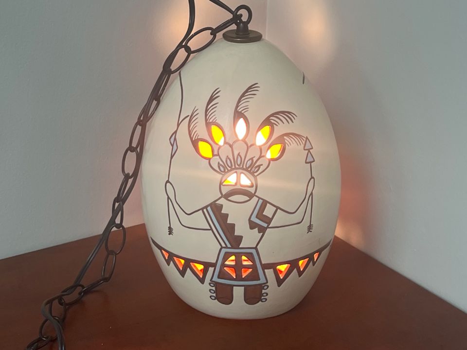 Hanging Ceiling Light with Native American Motif bidding ends 4/5 $14. ...