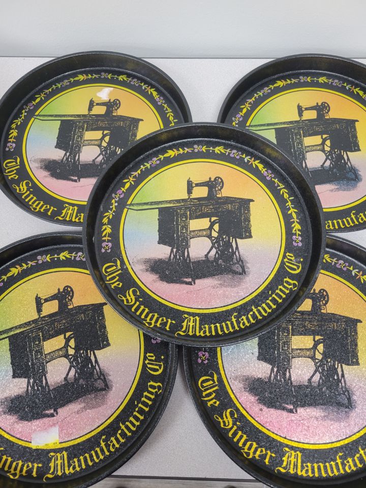 Lot of 5 Singer sewing machine collectible themed serving trays 12 ...