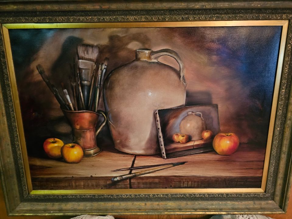 Still Life oil Painting on Canvas - signed artist Martin Katon- 24 x 36 bidding ends 2/16 $325. ...