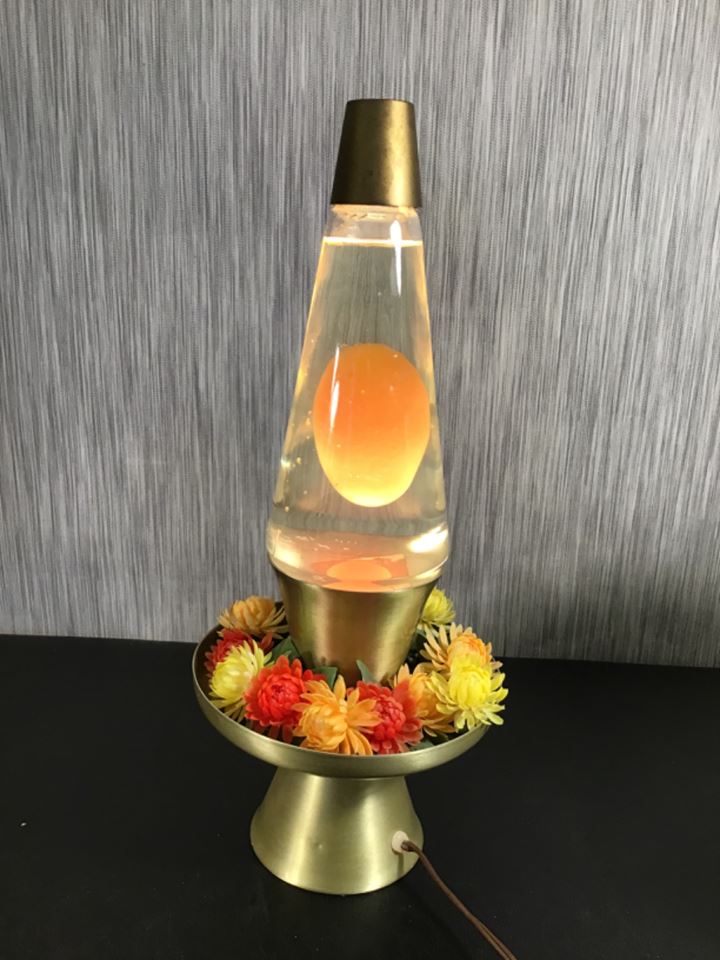 L45 Vintage LAVA LAMP Brass And Glass With Orange Lava And Plastic ...