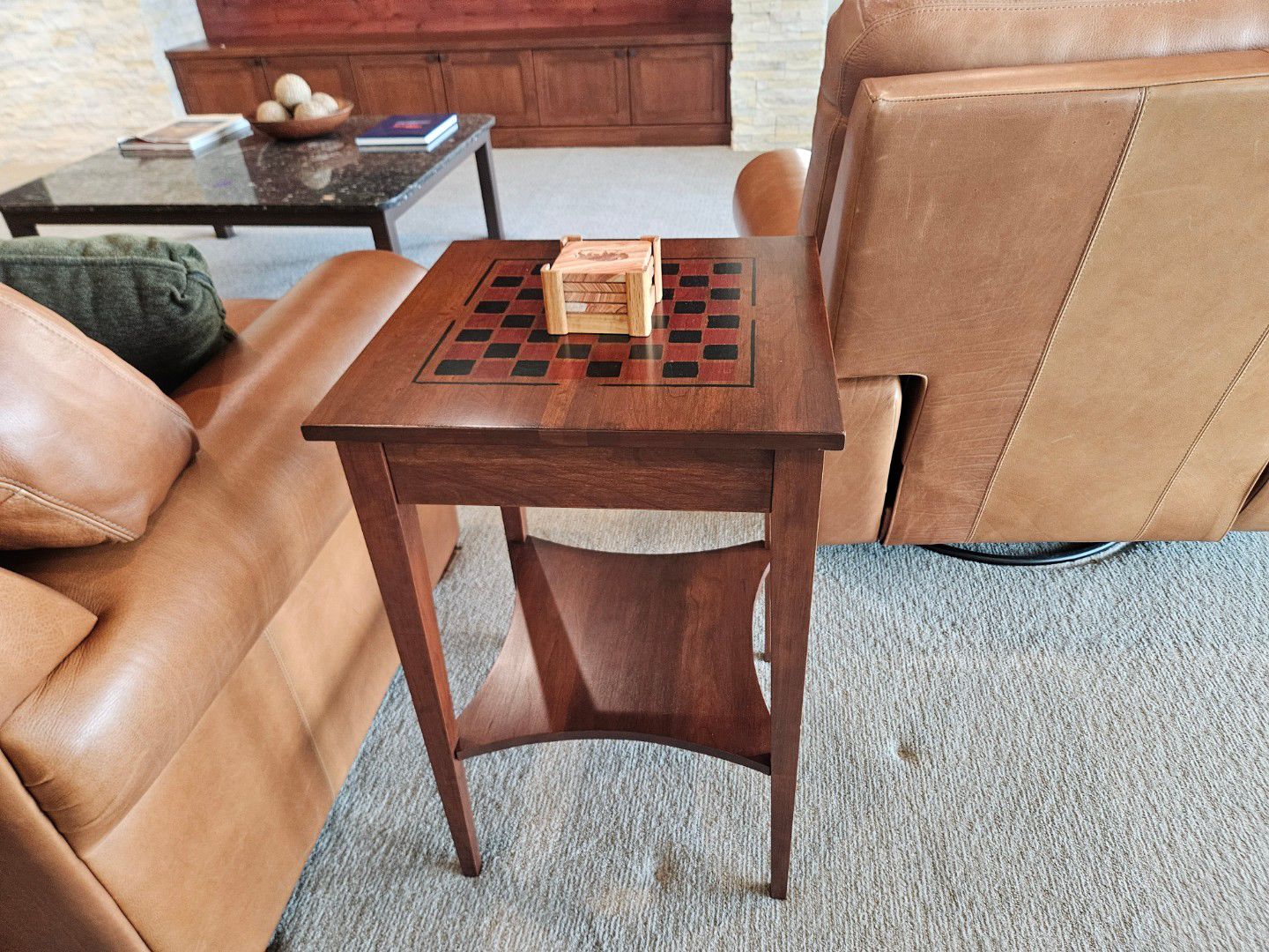 PK49. Chess/Checkers Wooden Side Table bidding ends 7/31 $42.50 ...