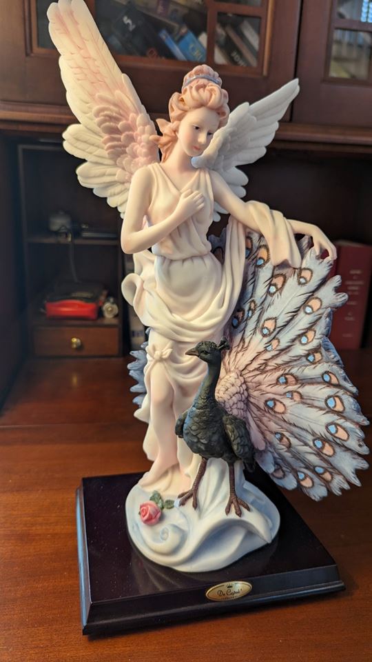 #216 De Capoli Collection Gold Union Angel With Peacock bidding ends 8/ ...