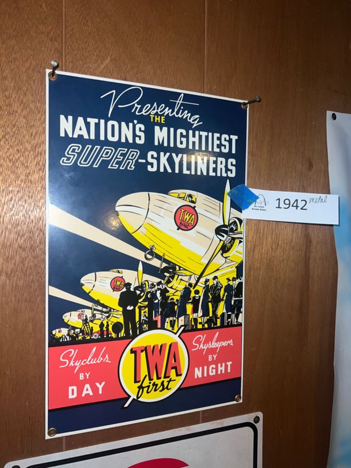 BT 1942: Vintage TWA Metal Sign bidding ends 6/6 $3.00 | EstateSales.NET