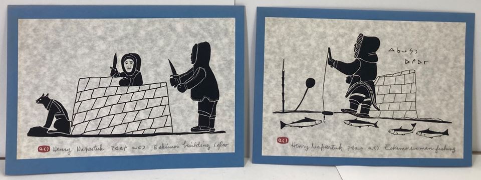 (2) HENRY NAPARTUK SIGNED Inuit Art Drawings bidding ends 1/5 $10.00 ...