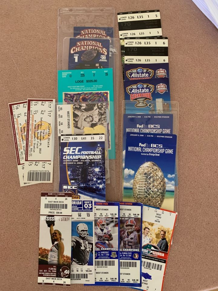 Florida Football UF Gators Ticket Stubs - important Games bidding ends ...