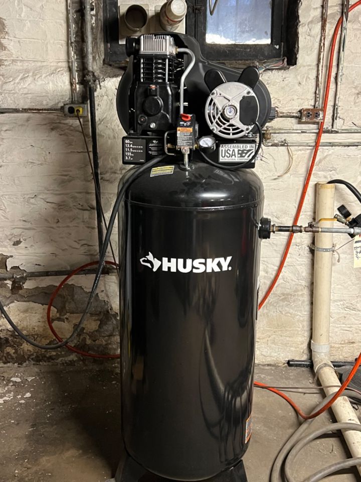 60 Gal. 3.7 HP 1-Phase 175 PSI Oil Lubed Belt Drive Stationary Electric ...