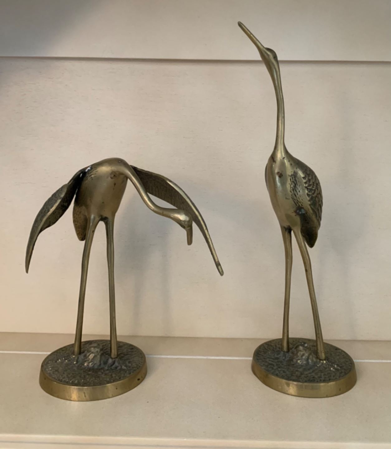 A Pair of Vintage Brass Cranes - Tabletop Sculptures bidding ends 7/8 ...