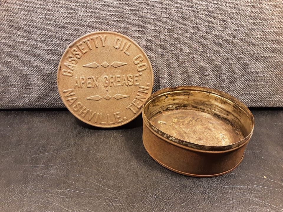 BC313 Vintage Apex Grease ~ Cassetty Oil Co. Advertisement Tin ~ 2 Tall ...