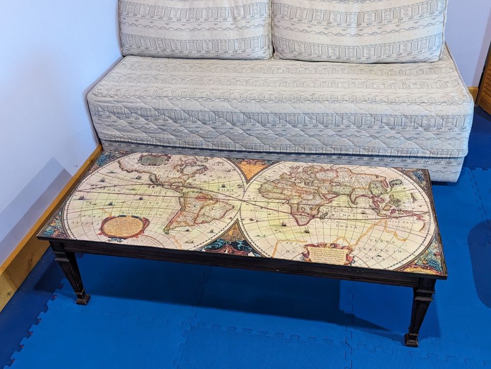 Coffee Table w/ Decoupage Map bidding ends 3/8 $15.00 | EstateSales.NET