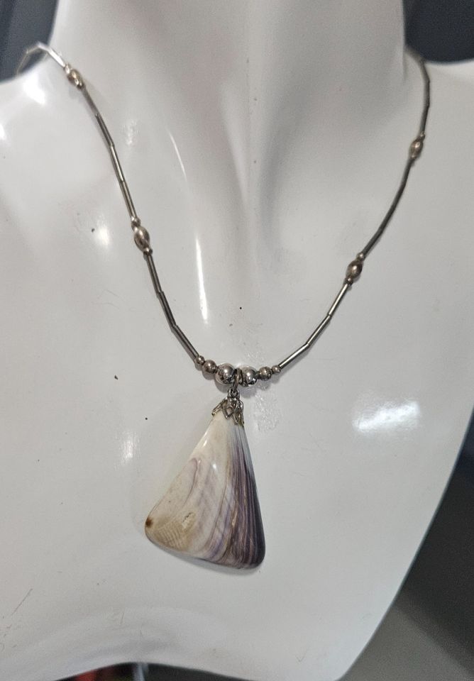 Vintage Native American Sterling Silver WAMPUM Pendant Necklace bidding ...