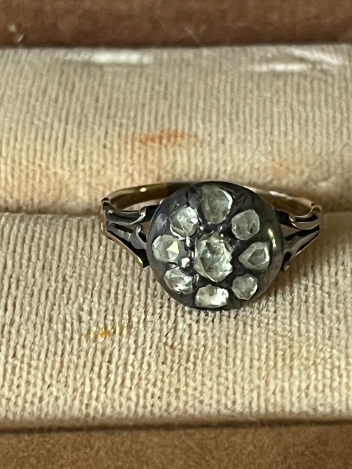 J21 Antique 19th Century 14kt Gold and Tested Diamond Ring bidding ends ...