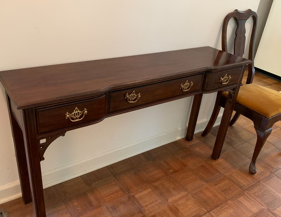 Davis Mahogany Entryway Table, 54Wx14Dx30H and Queen Anne Single Chair ...