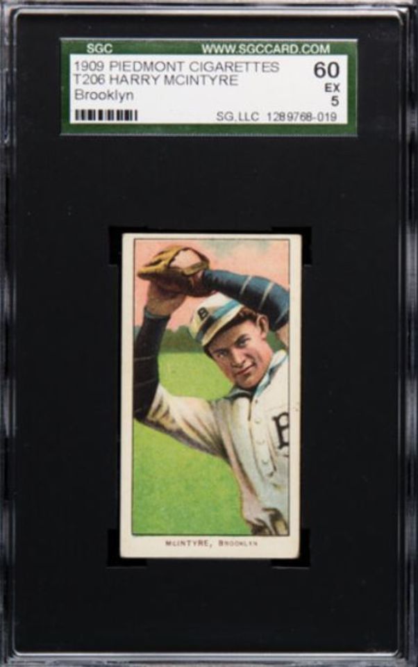 Harry McIntyre - Brooklyn - 1909-1911 T206 - SGC 5 bidding ends 3/9 ...
